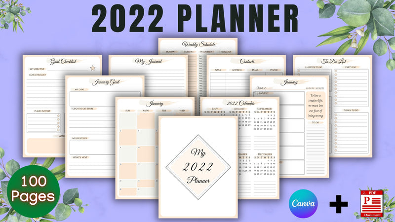 Printable 2022 Planner Canva Template - So Fontsy
