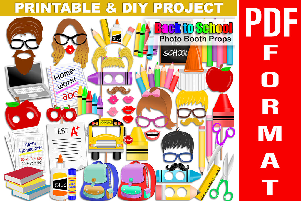 PRINTABLE Back to School Photo Booth Props | 52 images - So Fontsy