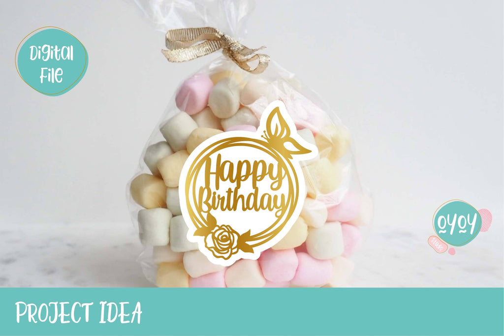 Printable Birthday Stickers Bundle | Gold Digital Stickers - So Fontsy