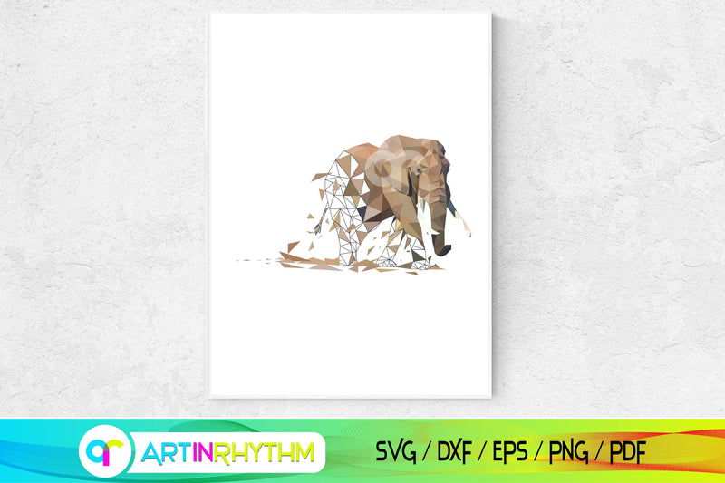 Printable elephant polygon wall art - So Fontsy