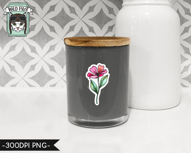 PRINTABLE Flower Sticker files PNG file, Watercolor Flower ...