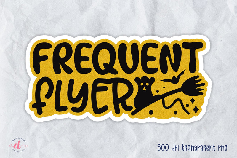 Printable Halloween Sticker, Frequent Flyer PNG - So Fontsy