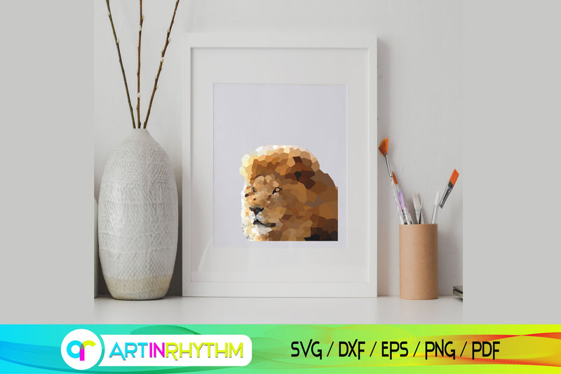 Printable lion polygon wall art - So Fontsy