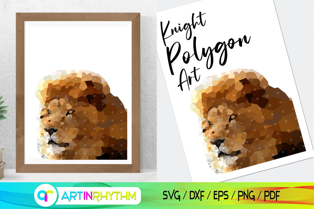 Printable lion polygon wall art - So Fontsy