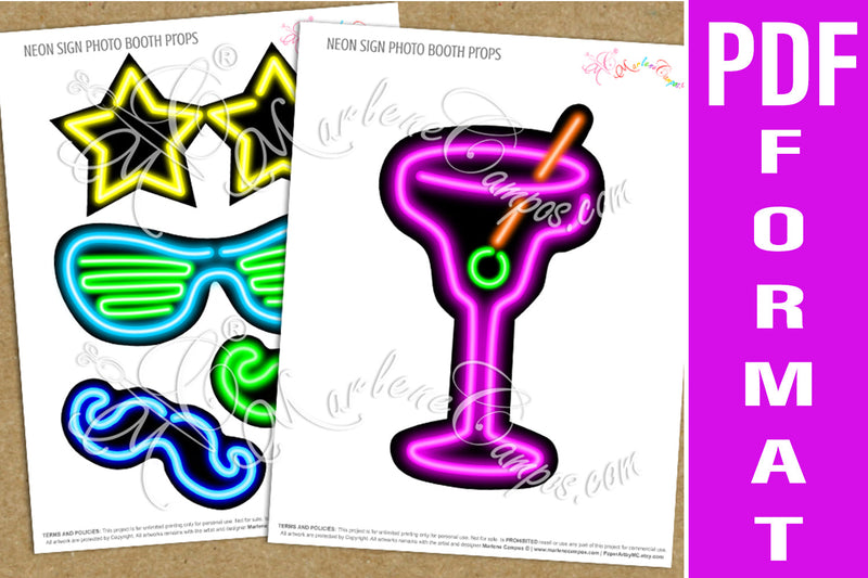 PRINTABLE Neon Signs Photo Booth Props |30 images - So Fontsy