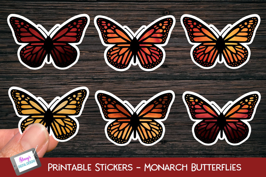 Printable Stickers - Butterfly Stickers - Monarch - So Fontsy