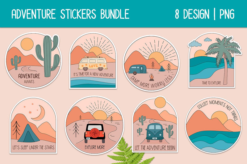 Printable Stickers - Camping stickers-Adventure stickers bundle - So Fontsy