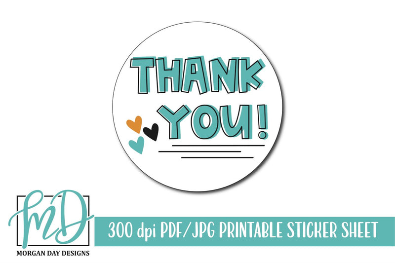 Printable Thank You Sticker Sheet - So Fontsy