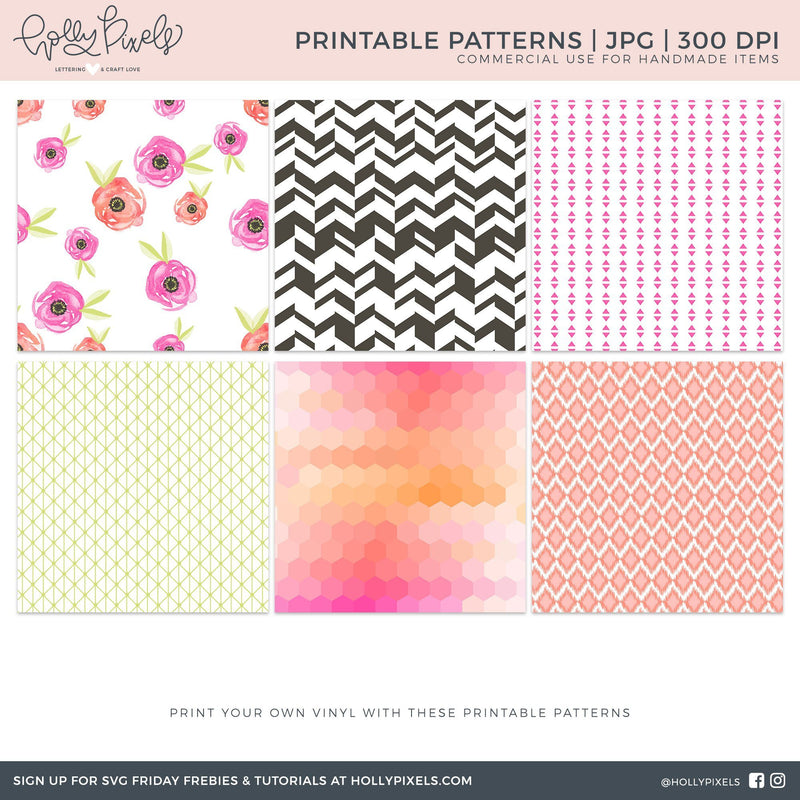 Printable Vinyl Patterns | Printable Backgrounds | My Year - So Fontsy