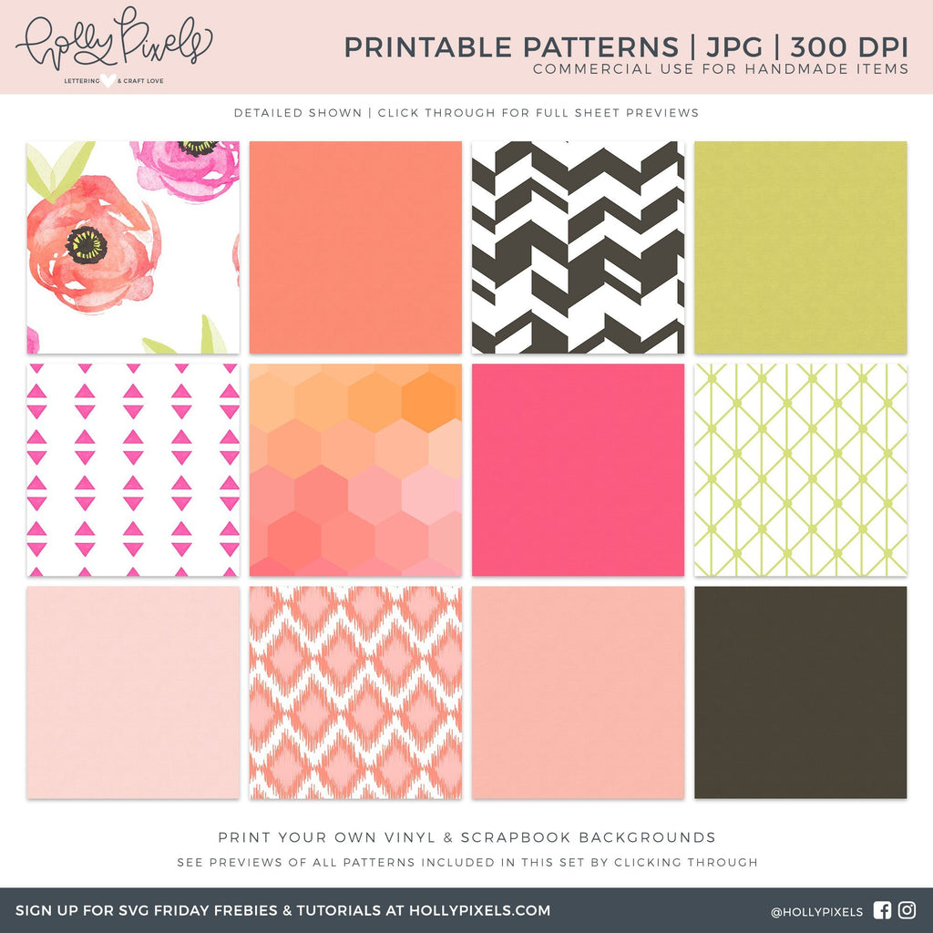 Printable Vinyl Patterns | Printable Backgrounds | My Year - So Fontsy