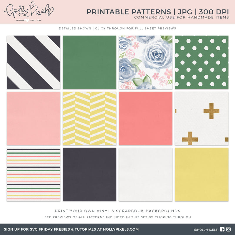 Printable Vinyl Patterns | Printable Backgrounds | Prep - So Fontsy