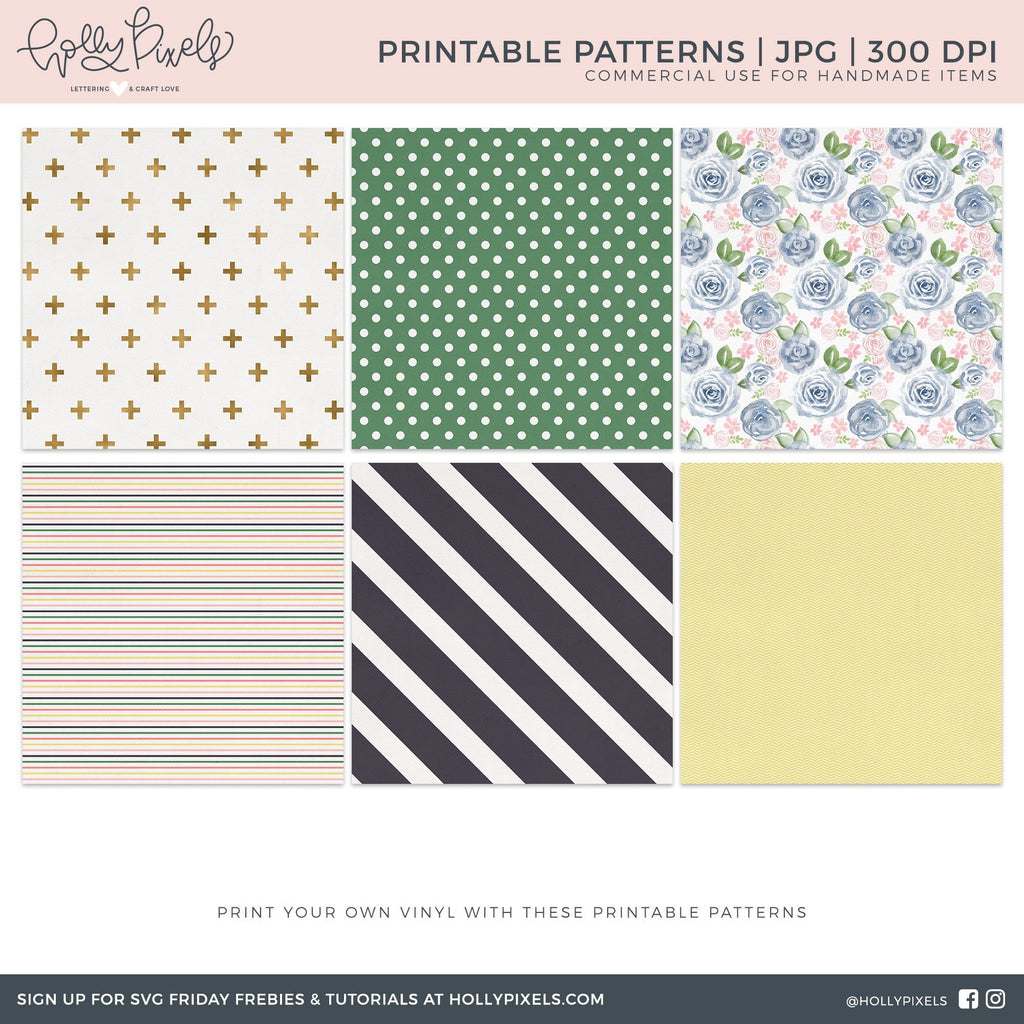 Printable Vinyl Patterns | Printable Backgrounds | Prep - So Fontsy