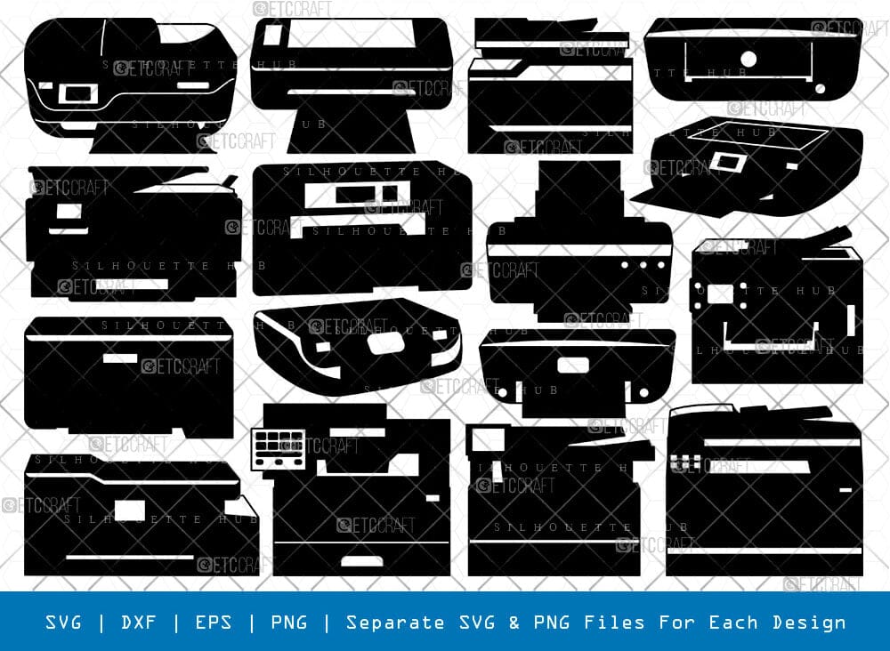 Printer Silhouette, Printer SVG, Laser Printer Svg, Printer Machine Svg ...