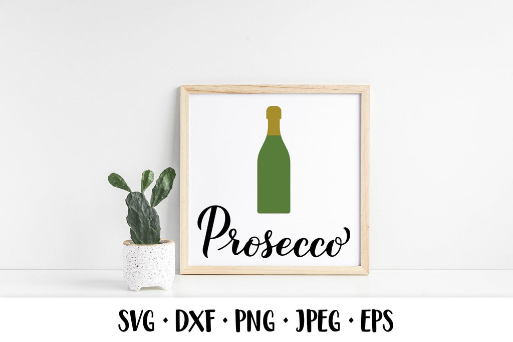 Prosecco SVG Alcohol SVG. Bottle of champagne SVG cut file - So Fontsy