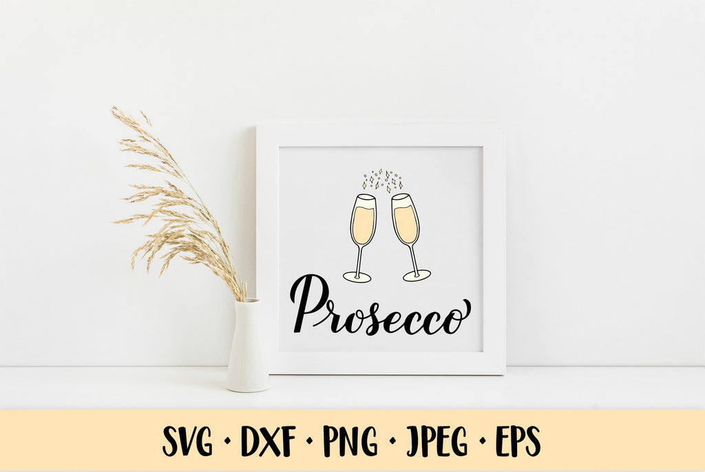 Prosecco SVG Alcohol SVG. Champagne glasses - So Fontsy