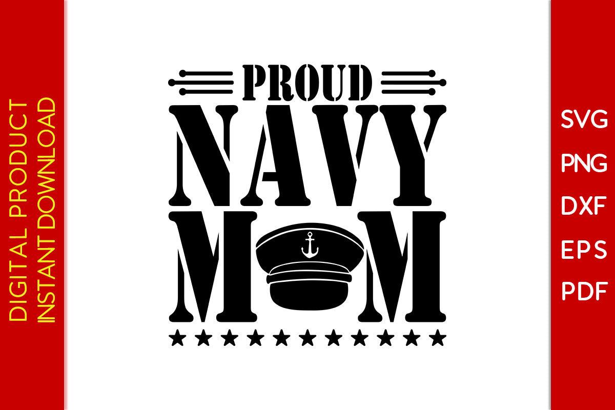 Proud Navy Mom SVG PNG PDF Cut File - So Fontsy