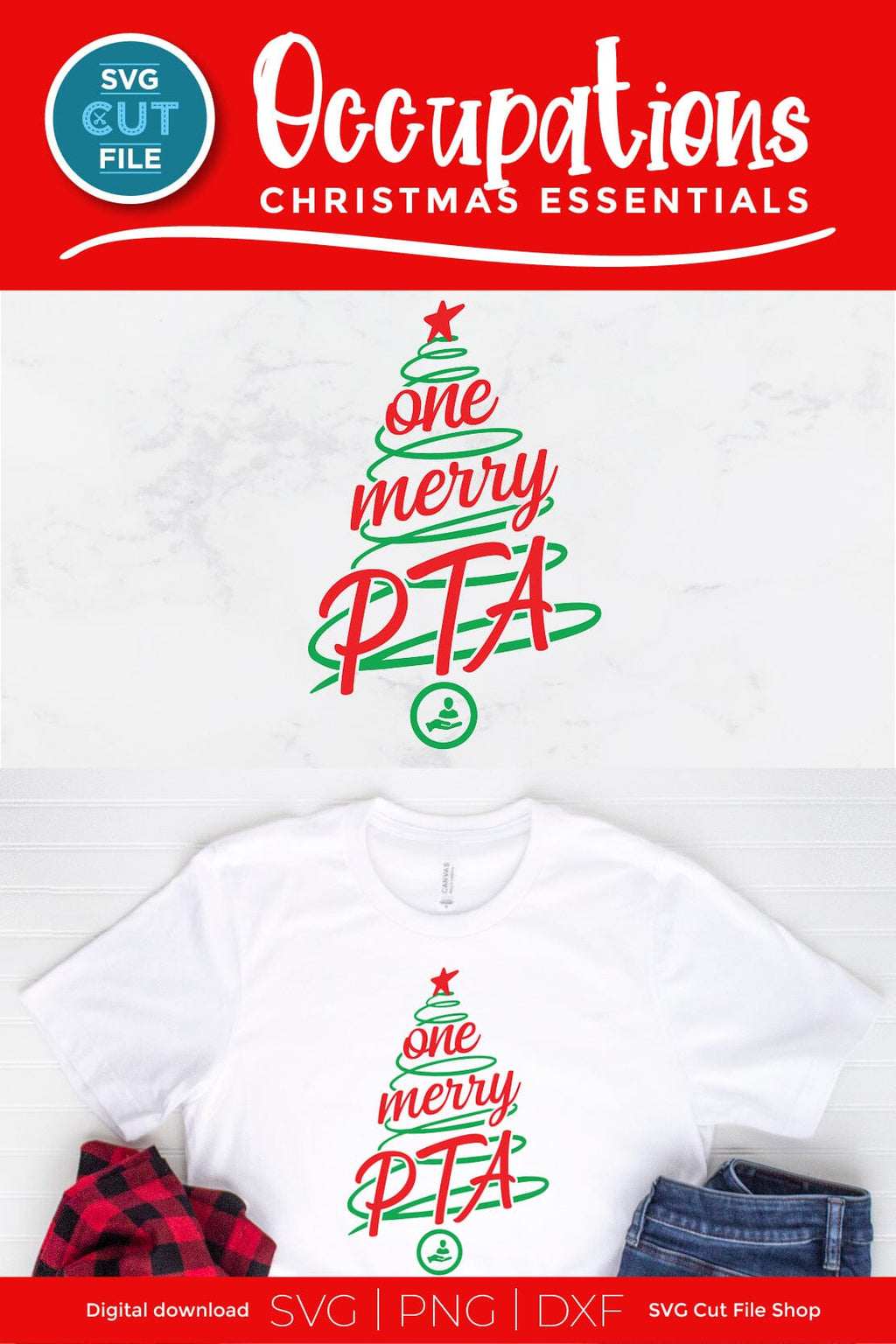 PTA Christmas svg, One Merry PTA - So Fontsy
