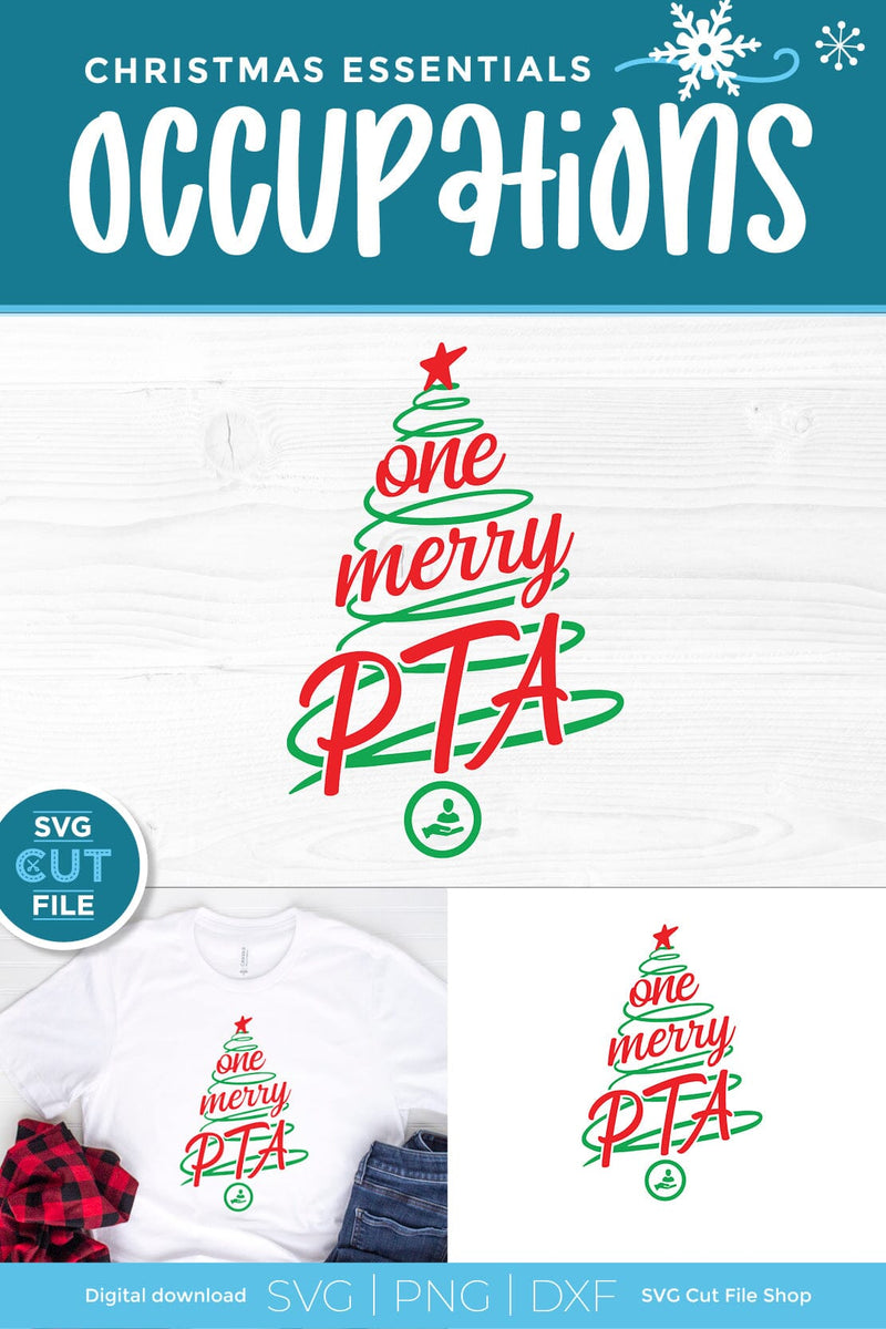 PTA Christmas svg, One Merry PTA - So Fontsy