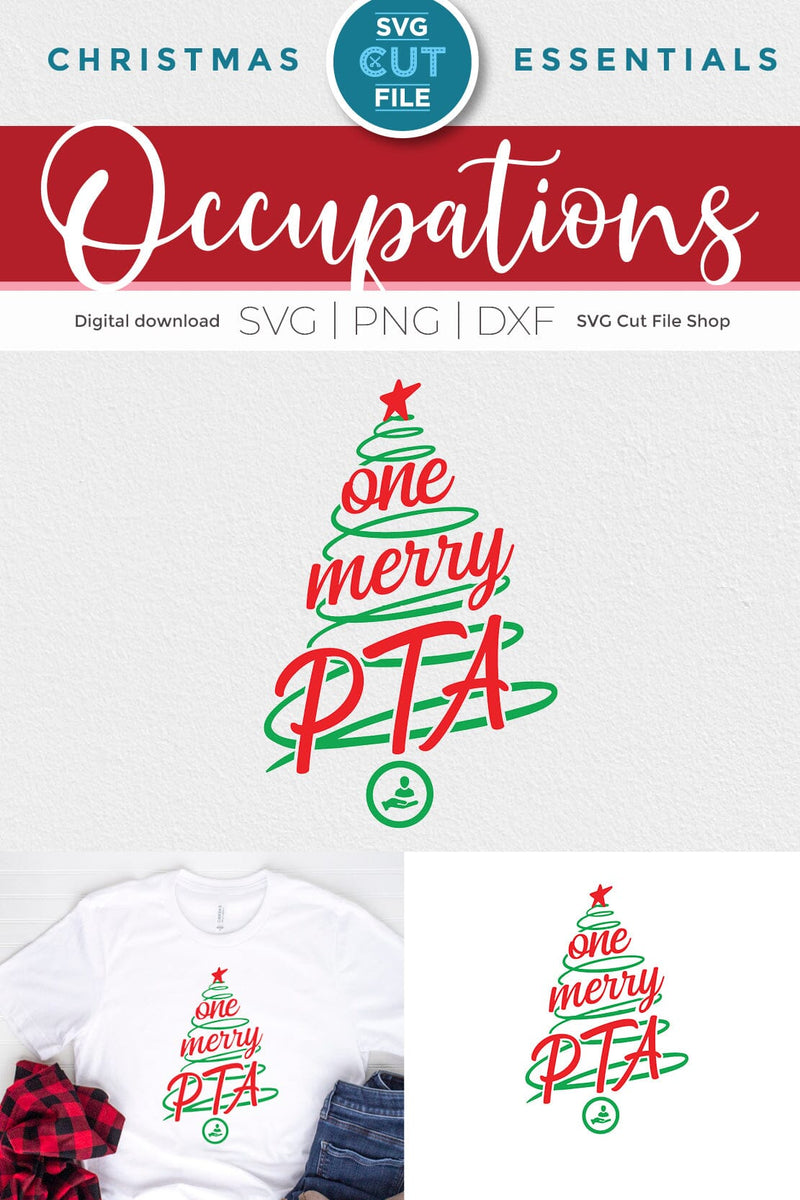PTA Christmas svg, One Merry PTA - So Fontsy