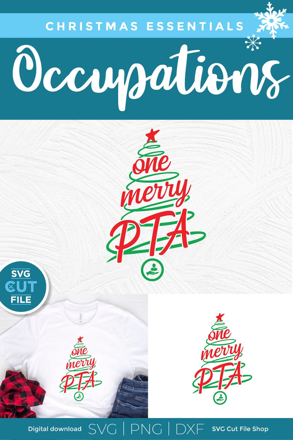 PTA Christmas svg, One Merry PTA - So Fontsy