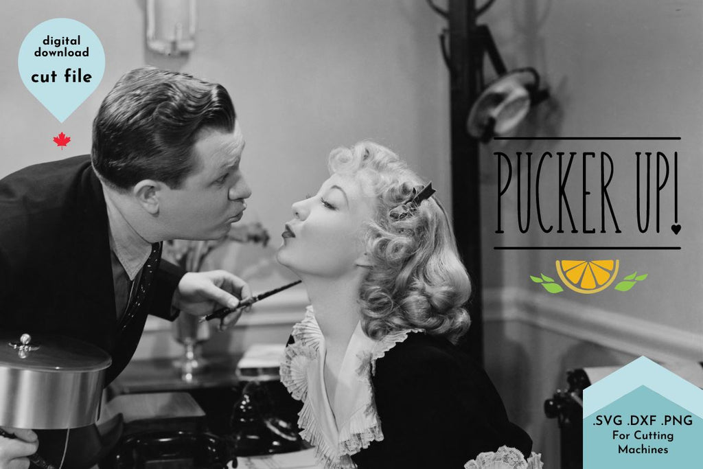 Pucker Up Cute Hand Lettered Sign SVG Cut File Lemon - So Fontsy