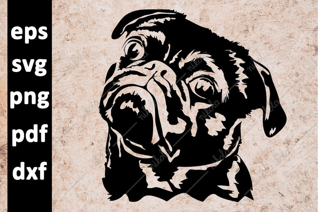 Pug Dog Cut File Clipart PNG SVG EPS DXF PDF - So Fontsy