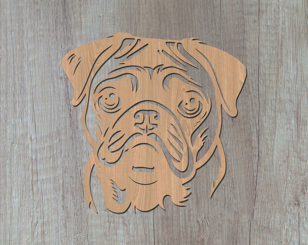 Pug Laser SVG Cut File, Pug Glowforge File, Pug DXF, Pug Wall Art SVG ...
