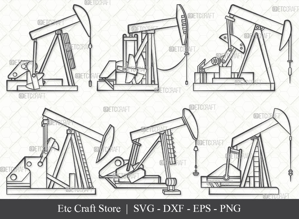 Pump Jack SVG, Pump Jack Outline, Oil Pumpjack Svg, Oil Derrick Svg ...