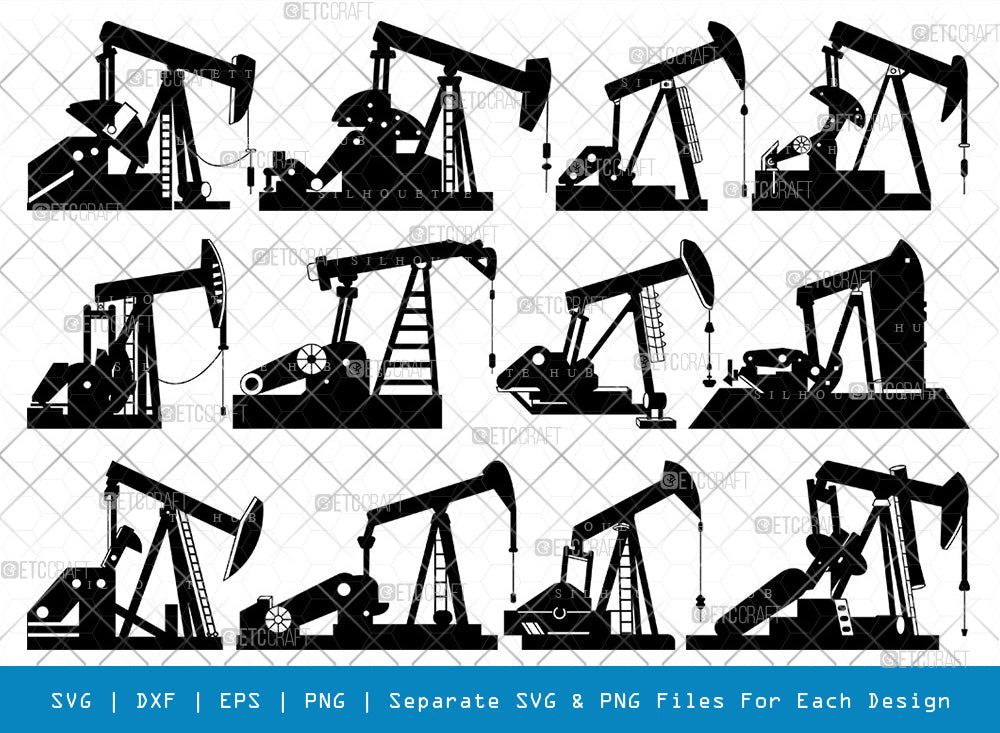 Pump Jack SVG, Pump Jack Silhouette, Oil Pumpjack Svg, Oil Derrick Svg ...