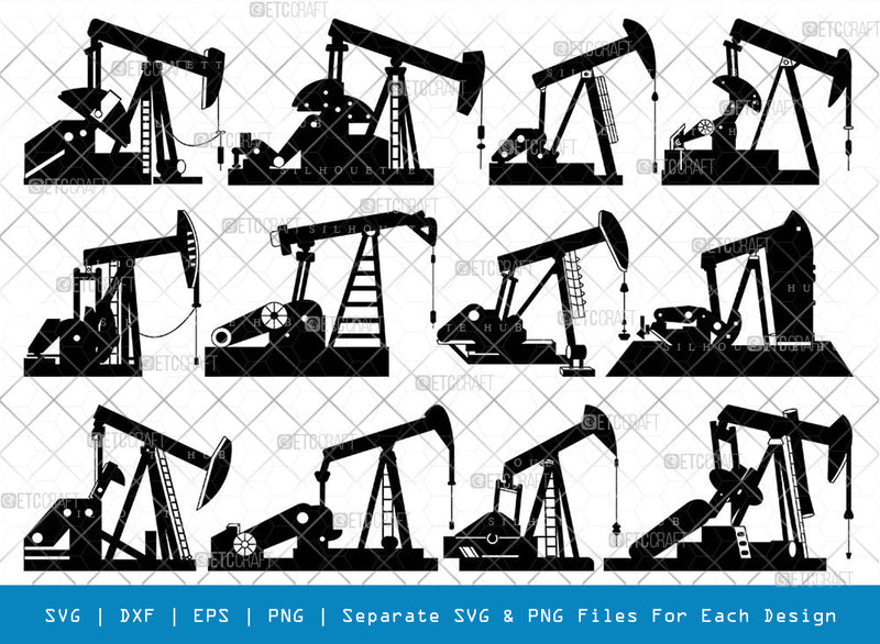 Pump Jack SVG, Pump Jack Silhouette, Oil Pumpjack Svg, Oil Derrick Svg ...