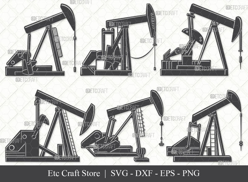 Pump Jack SVG, Pump Jack Silhouette, Oil Pumpjack Svg, Oil Derrick Svg ...