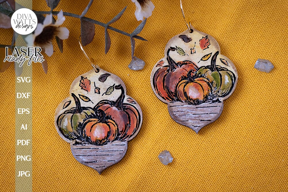 Pumpkin Earrings SVG For Laser Fall Earrings Pumpkin Patch Glowforge E ...