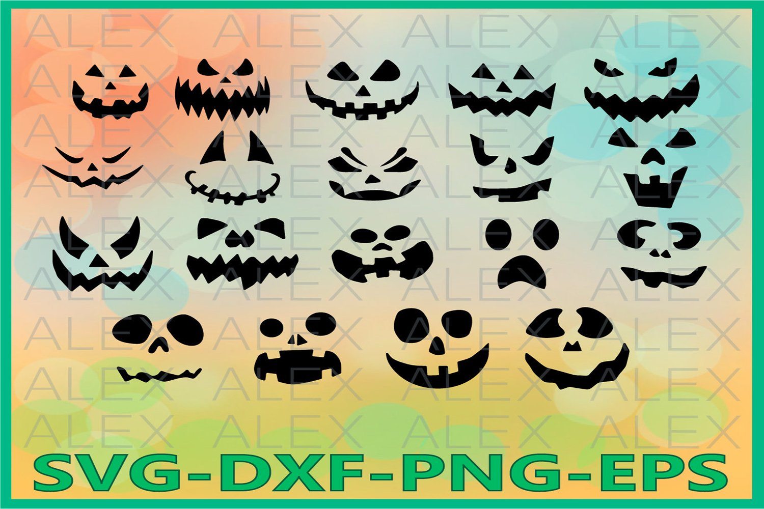 Pumpkin Faces Svg, Halloween - So Fontsy