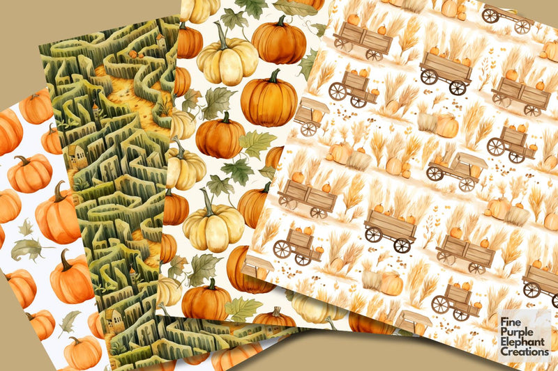 Pumpkin Patch Digital Paper | Fall Pattern - So Fontsy