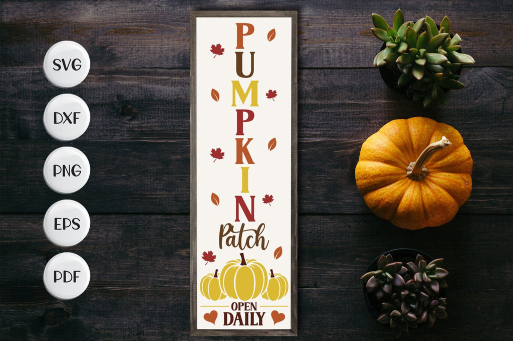 Pumpkin Patch, Fall Vertical Sign SVG - So Fontsy
