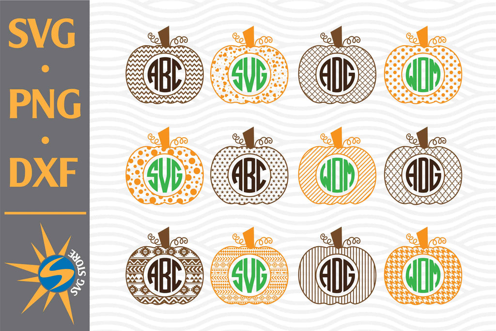Pumpkin Pattern Monogram SVG, PNG, DXF Digital Files Include - So Fontsy