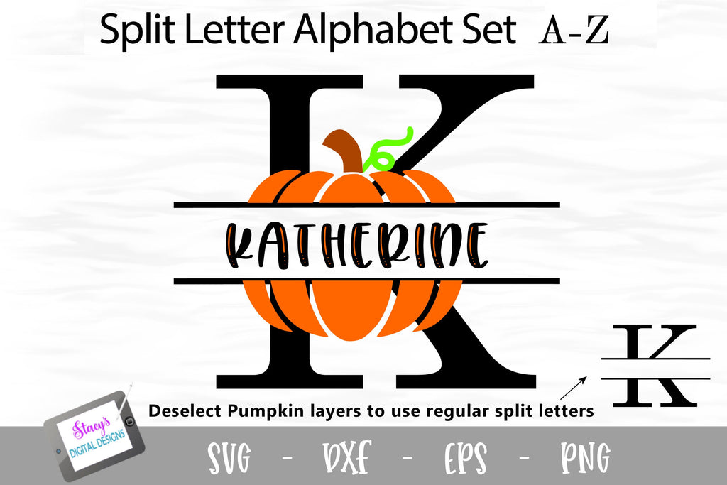 Pumpkin Split Letters A-Z - 26 Fall Split monogram letters - So Fontsy