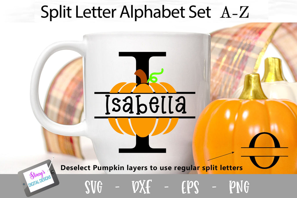 Pumpkin Split Letters A-Z - 26 Fall Split monogram letters - So Fontsy