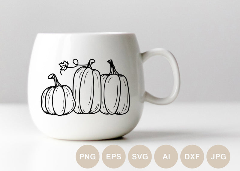 Pumpkin Svg file, Row Of Pumpkin svg, Halloween Pumpkin Cut file, Fall ...