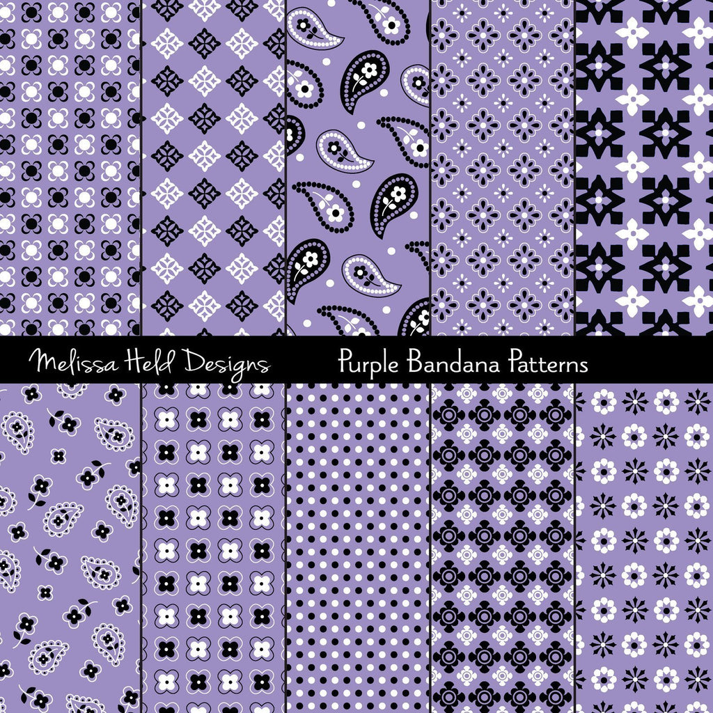 Purple Bandana Patterns - So Fontsy