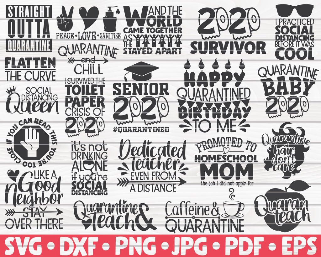Quarantine / Social distancing SVG Bundle | 21 designs - So Fontsy