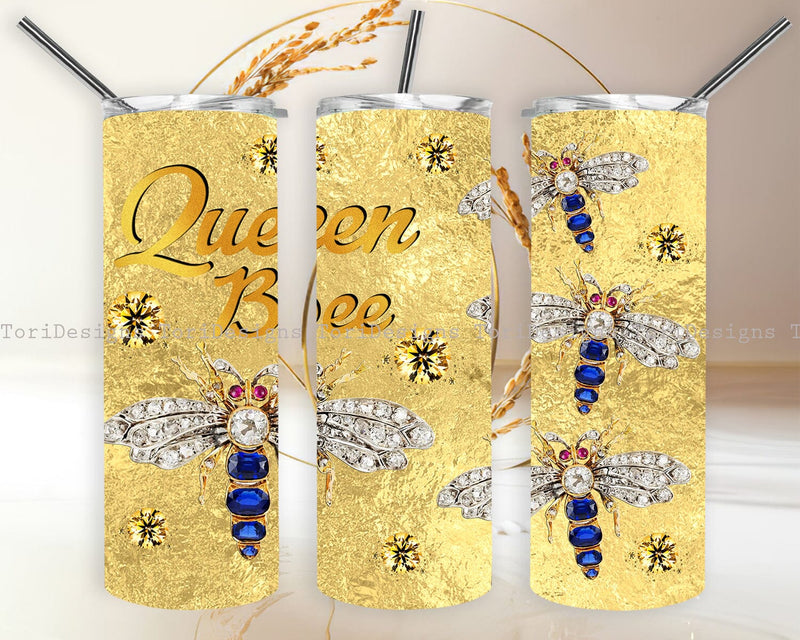 Queen Bee Tumbler PNG Sublimation Design - So Fontsy
