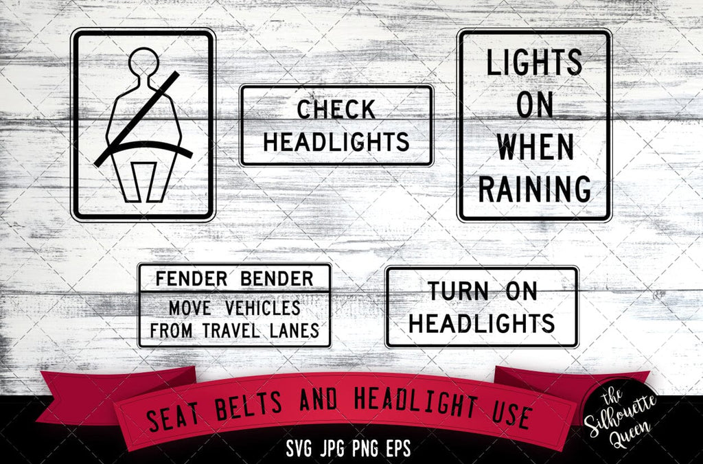 R16 series Seat belts and headlight use Icon SVG -Vector Symbol Commer ...