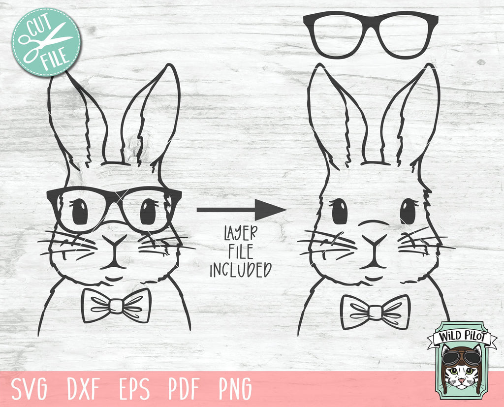 Rabbit SVG, Bunny With Glasses SVG, Rabbit Cut File, Easter SVG, Easter ...