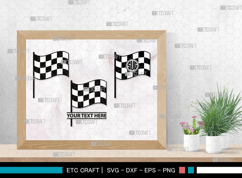 Racing Flag Monogram, Racing Flag Silhouette, Racing Flag SVG, Racing ...
