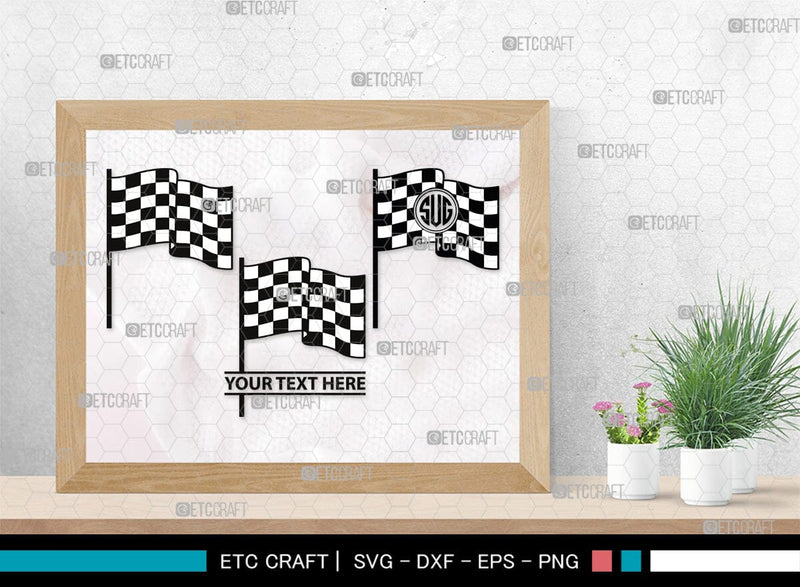 Racing Flag Monogram, Racing Flag Silhouette, Racing Flag SVG, Racing ...