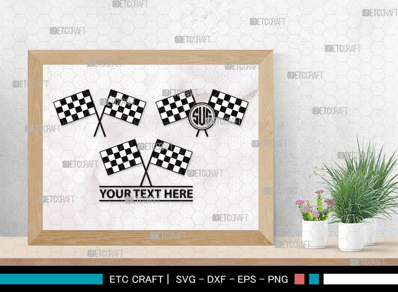 Racing Flag Monogram, Racing Flag Silhouette, Racing Flag SVG, Racing ...