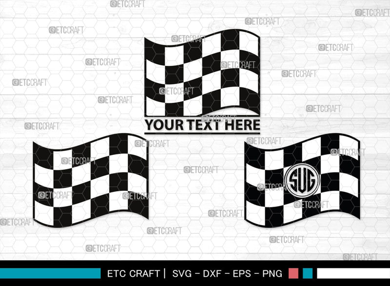 Racing Flag Monogram, Racing Flag Silhouette, Racing Flag SVG, Racing ...