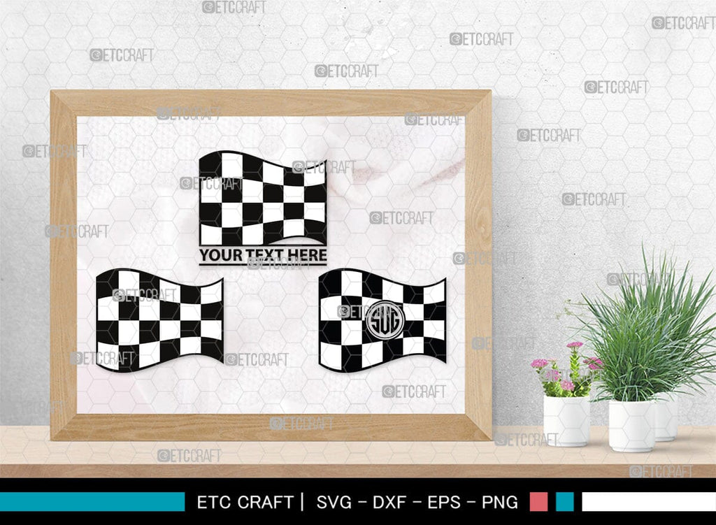 Racing Flag Monogram, Racing Flag Silhouette, Racing Flag SVG, Racing ...