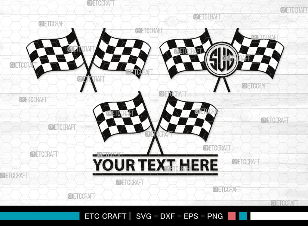Racing Flag Monogram, Racing Flag Silhouette, Racing Flag SVG, Racing ...
